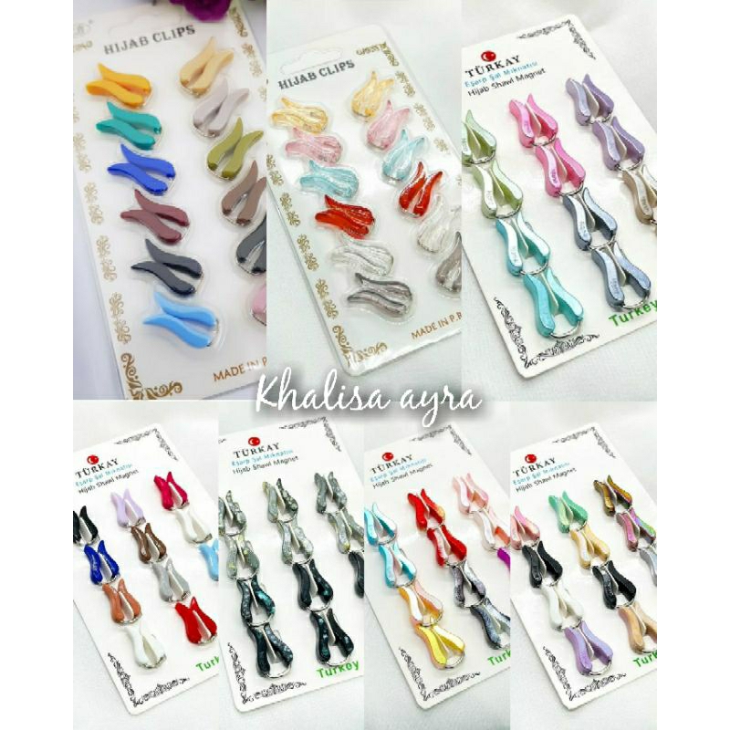 Turkish hijab clips/plain Turkish clips/Kalisa ayra hijab pins, 12pcs ...