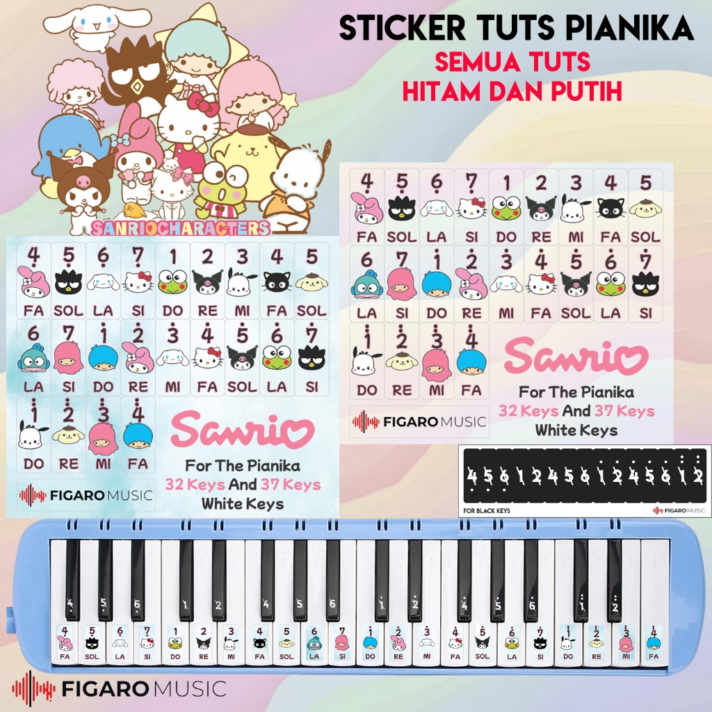 Sanrio 37 Keys Transparent Pianika Sticker, 32 Keys - SANRIO Series ...