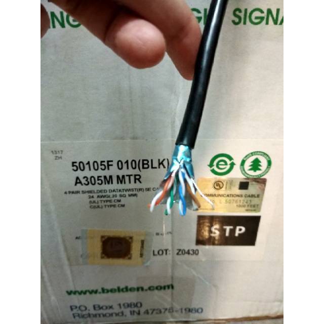 Belden 50105F Lan Cable Stp Outdoor Cat5e Black 1Gbps Original without ...