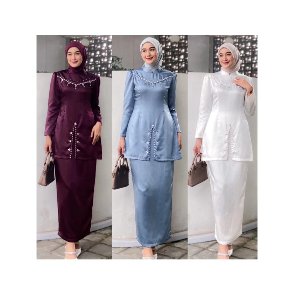 One Set Fayra Burgundy Baju Kurung Melayu Malaysia Look Contemporary ...