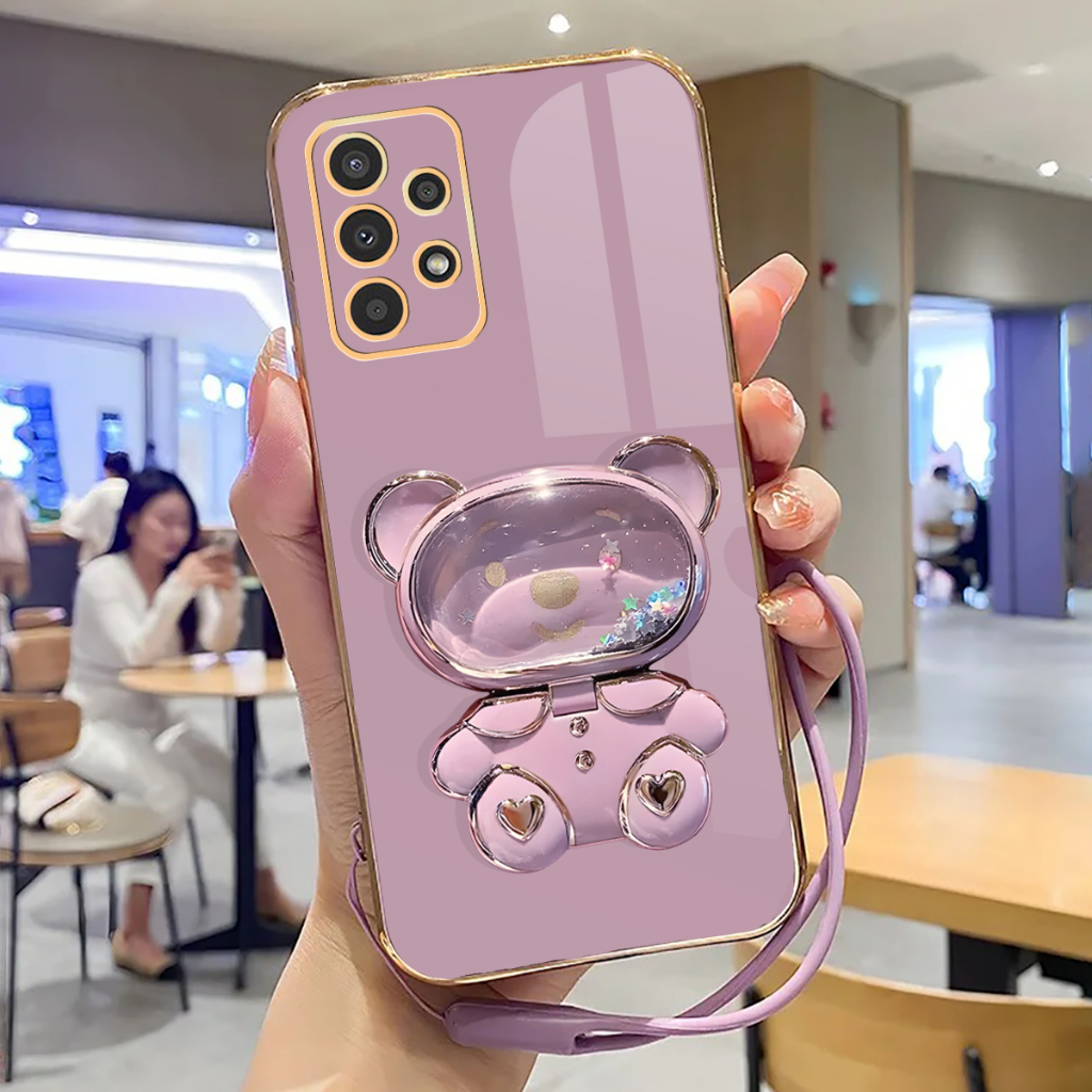 Soft Case Samsung A23 Case Stand Holder Mirror Silicone Luxury Plating ...