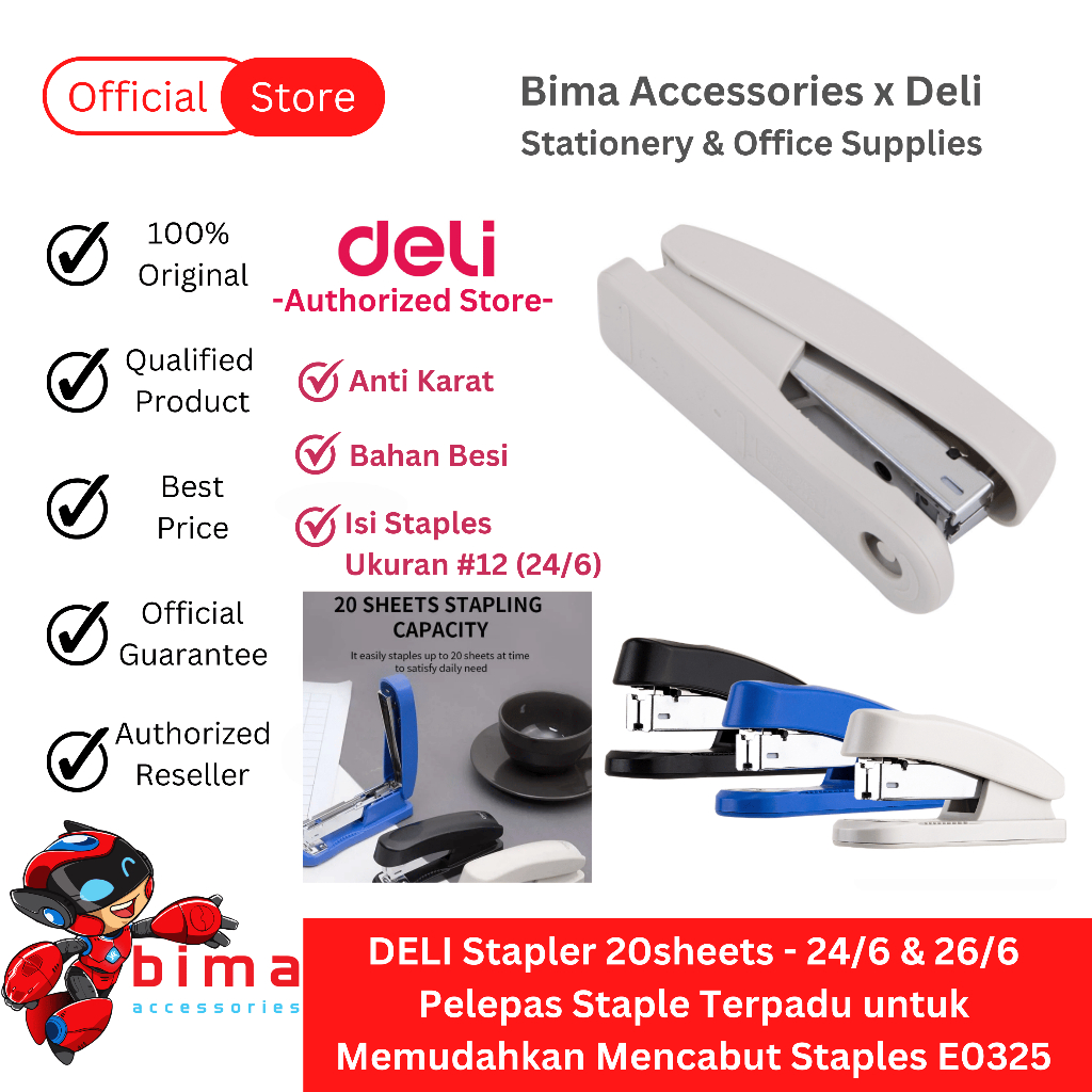 DELI Staples Stapler HD 50 Max Large Stainless Steel E0325 | Shopee ...
