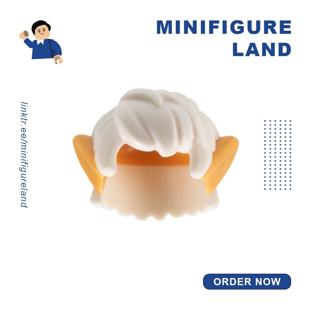 Lego Parts - 108310Pb01 - White Minifigure, Hair Short, Thick and Messy ...