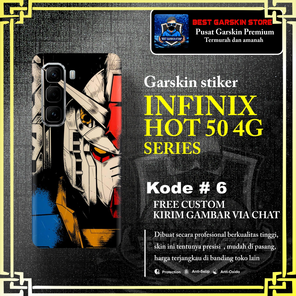 (Contains 2 Pcs) Garskin Sticker INFINIX HOT 50 4G Motif 06-10 (Can ...