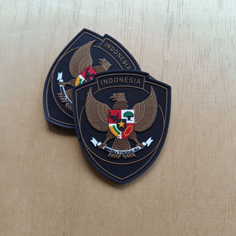 Black Indonesian national team garuda logo rubber patch, velcro rubber ...