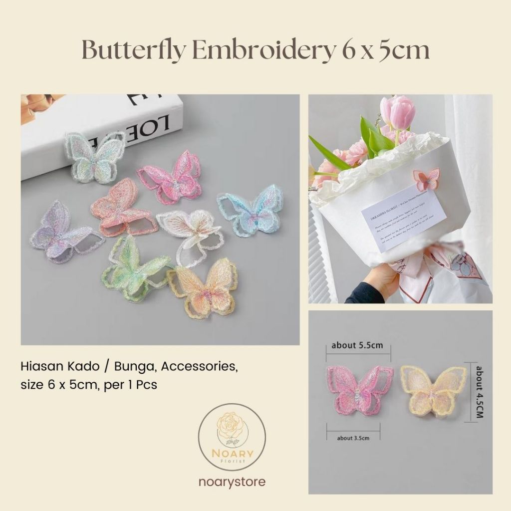 Butterfly EMBROIDERY 6 X5 CM | Shopee Philippines