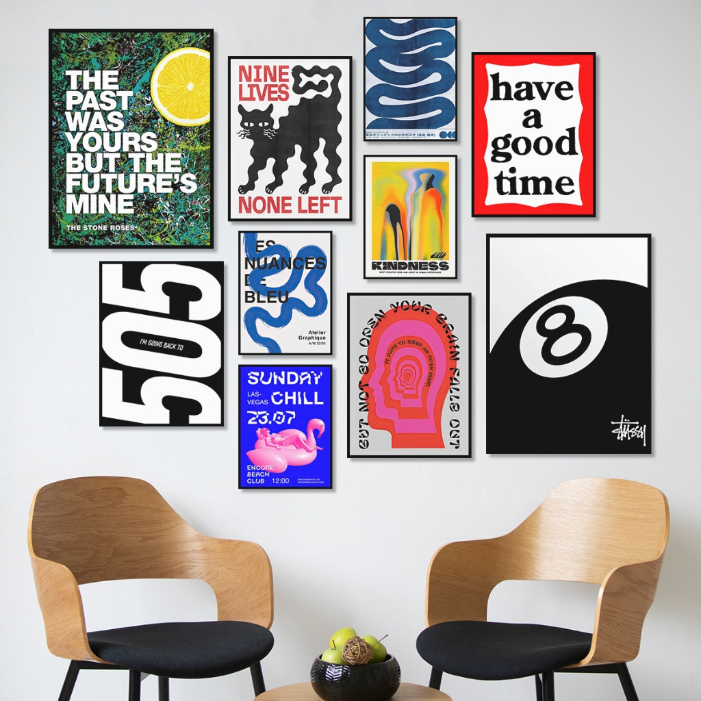 Stussy Aesthetic Poster Wall Decoration 8 Ball Bauhaus Modern Vintage ...