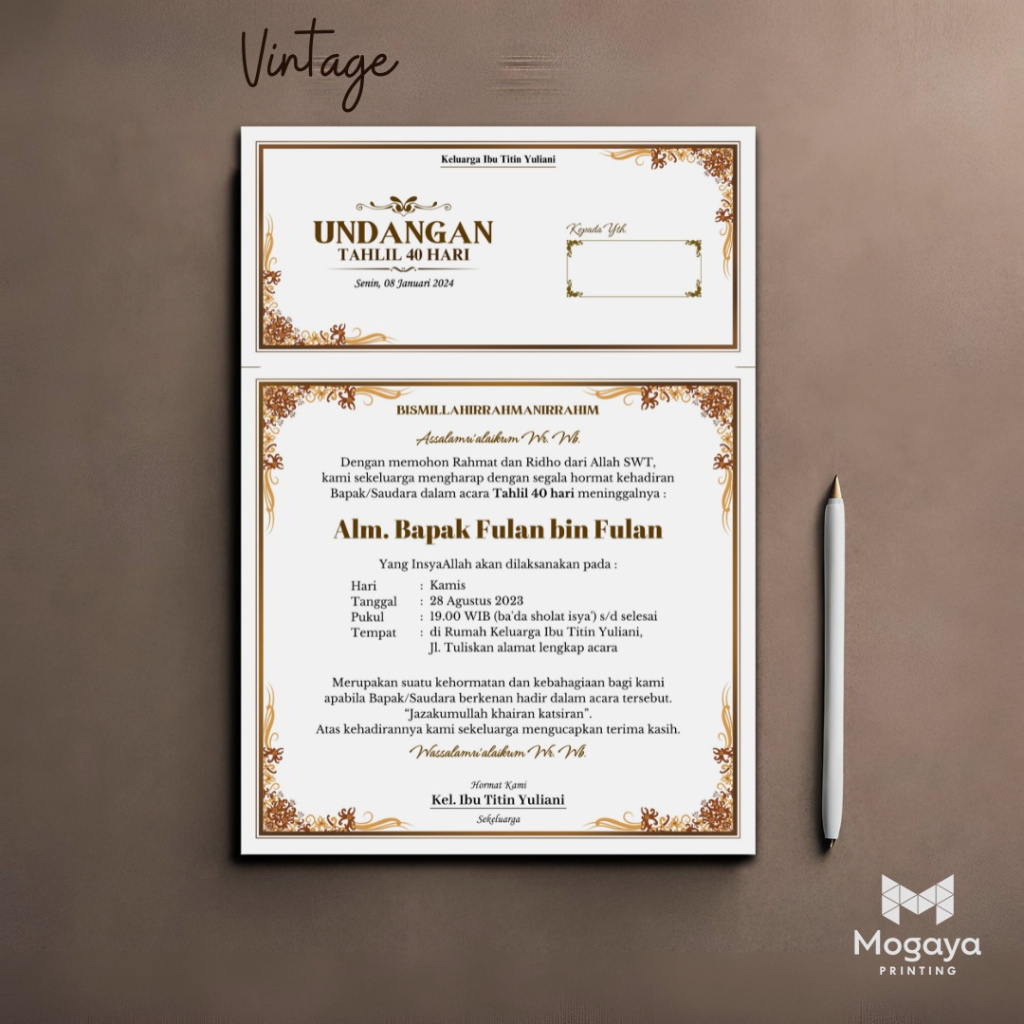 Tahlil Invitation Tahlilan Haul Death Party 7 40 100 1000 Days HVS ...