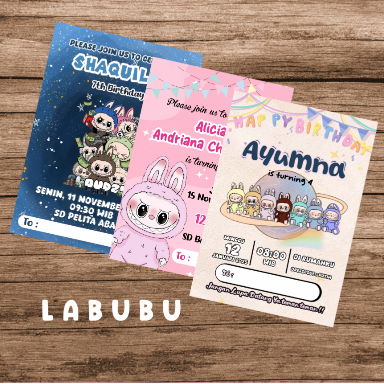 Labubu Birthday Invitation (Plastic Free) | Shopee Philippines