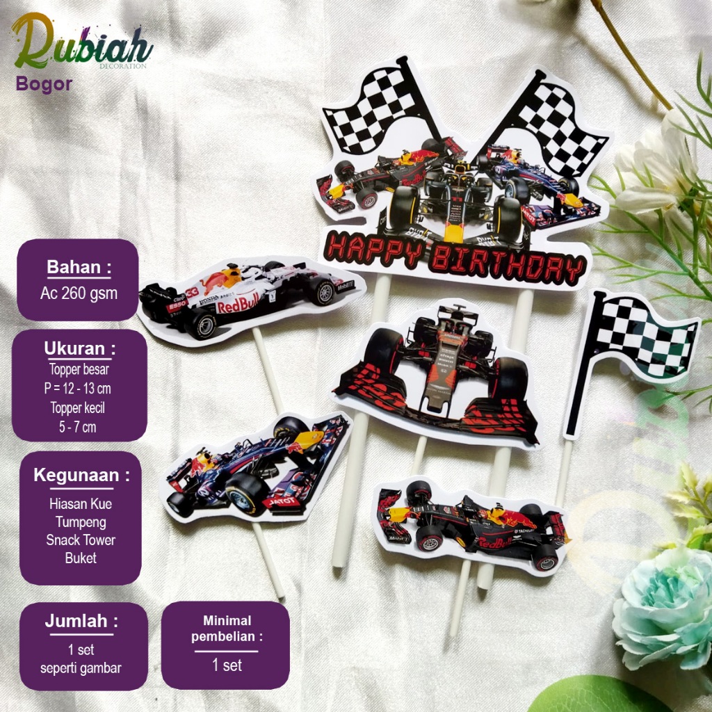 F1 Mobile Character Cake Topper Tamiya Birthday Cake Decoration Tumpeng ...
