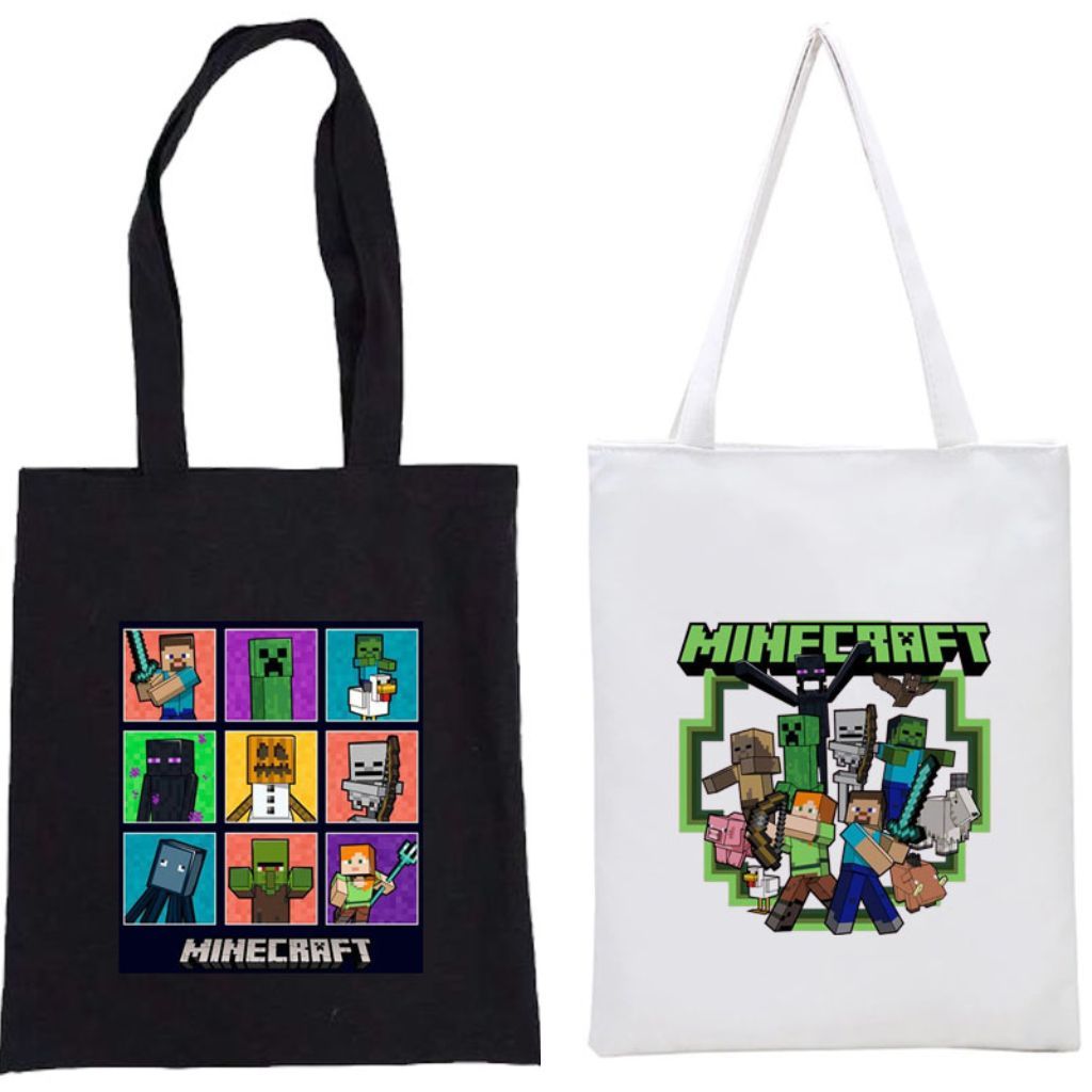 Cute Minecraft Totebag Canvas Goodie Bag Aesthetic Children's Birthday ...