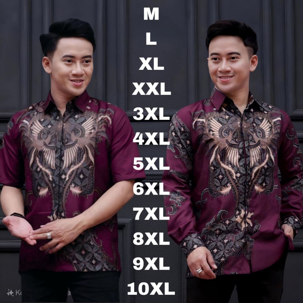 KEMEJA Men's BATIK SHIRT PUMPKIN COLOR BURGUNDY MARUN JUMBO SIZE M L XL XXL 3XL 4XL 5XL 6XL 7XL ...