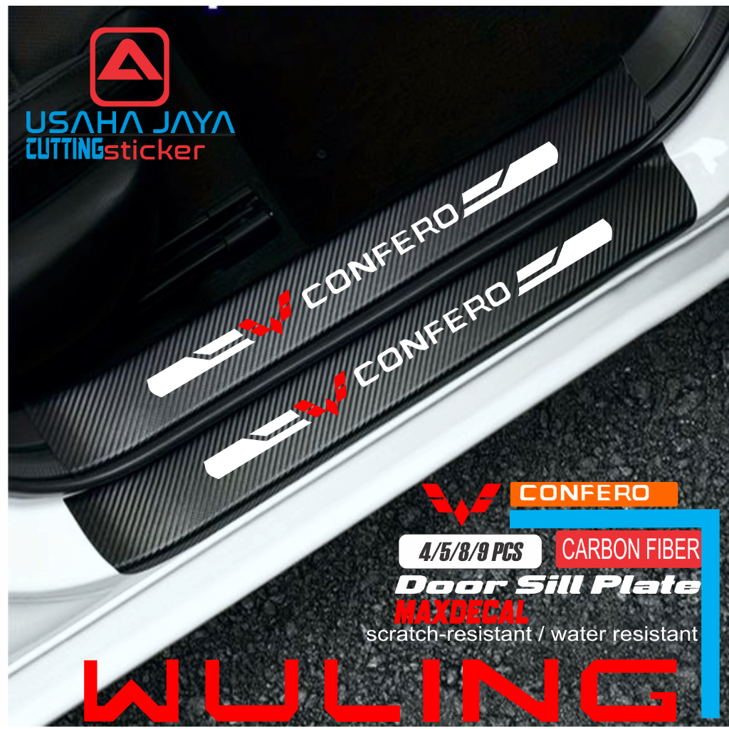 New 9pcs 3d carbon sill plate stickers for Wuling Confero car carbon ...