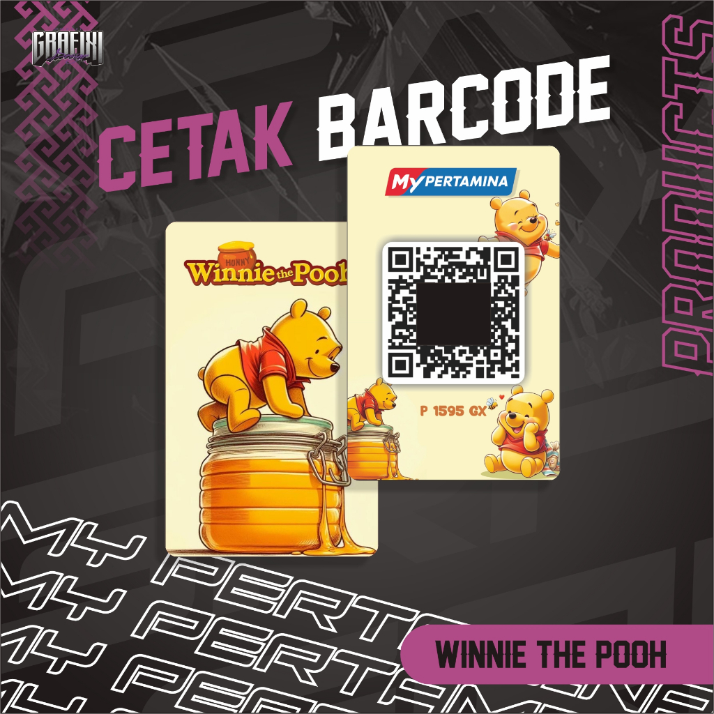 PRINT BARCODE MY PERTAMINA PVC CARD WINNIE THE POOH THEME CUSTOM 2 ...