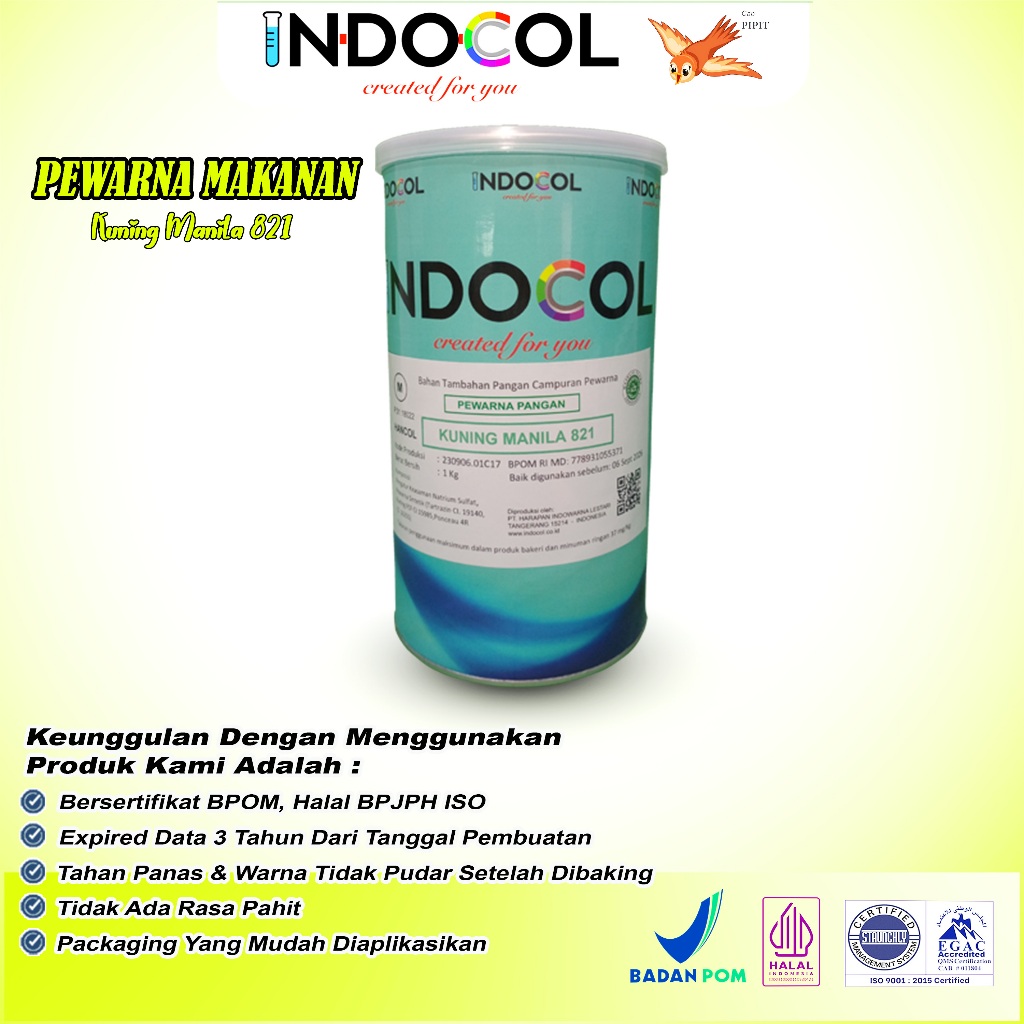 INDOCOL YELLOW MANILA 821 Food Coloring (MANILA YELLOW) | Shopee ...