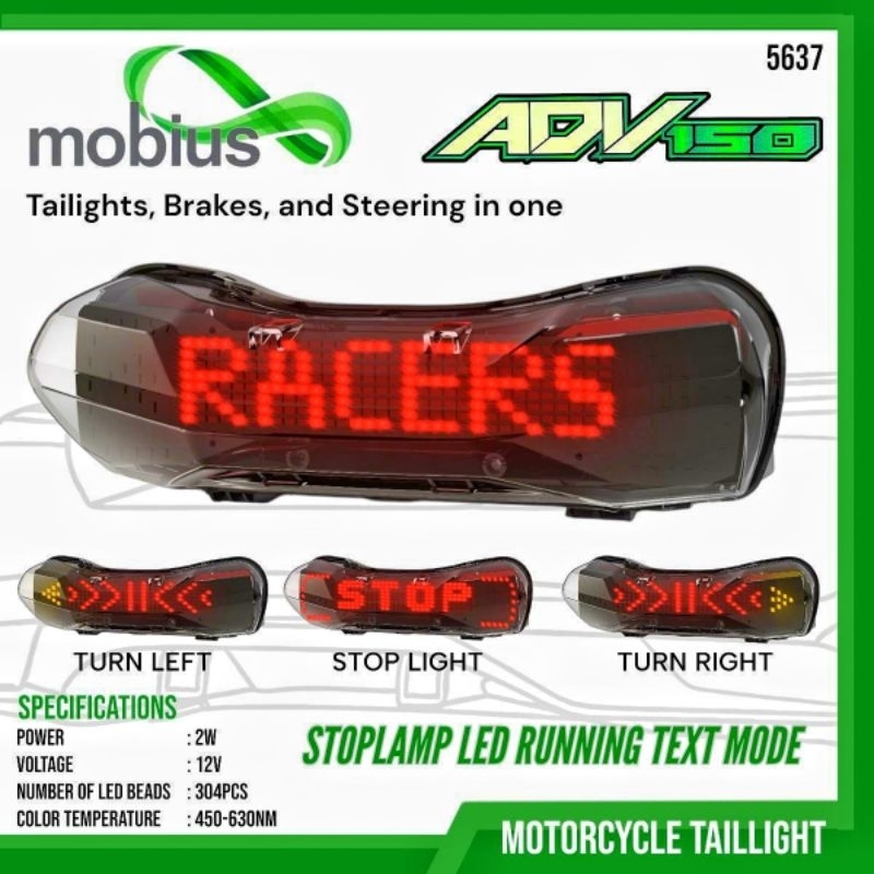 Led stop light plus turn signal adv 150 adv 160 led rear light adv 150 ...