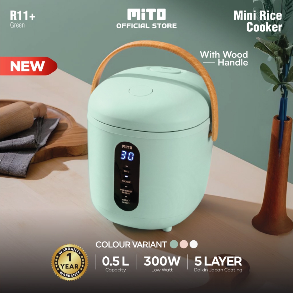KAYU Mito Mini Rice Cooker R11 0.5L Wooden Handle - Green | Shopee ...