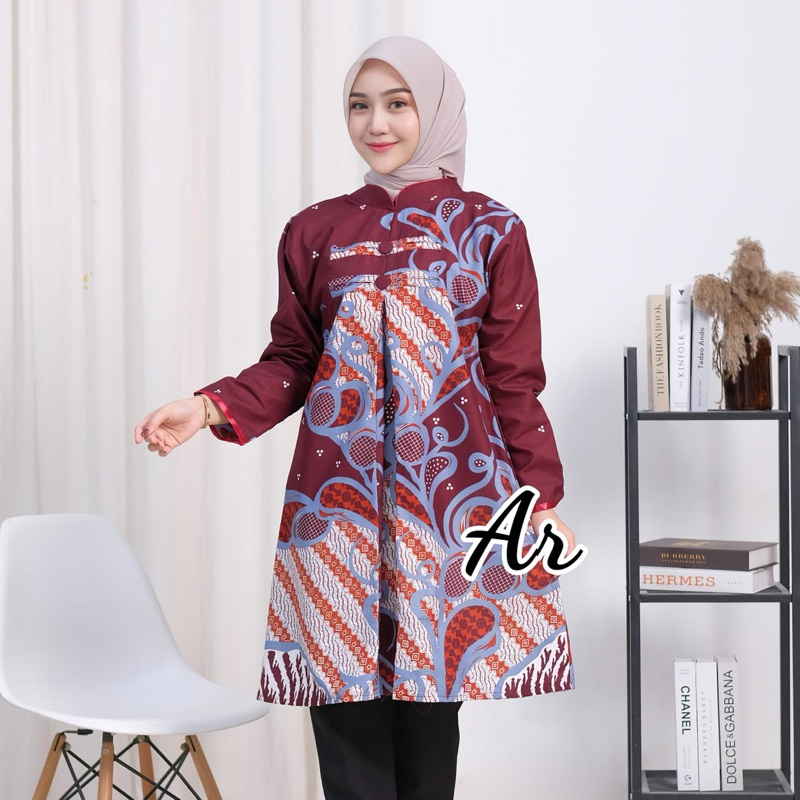 Modern Women's Batik Tunic Contemporary Long Sleeve Women's Batik Tunic ...