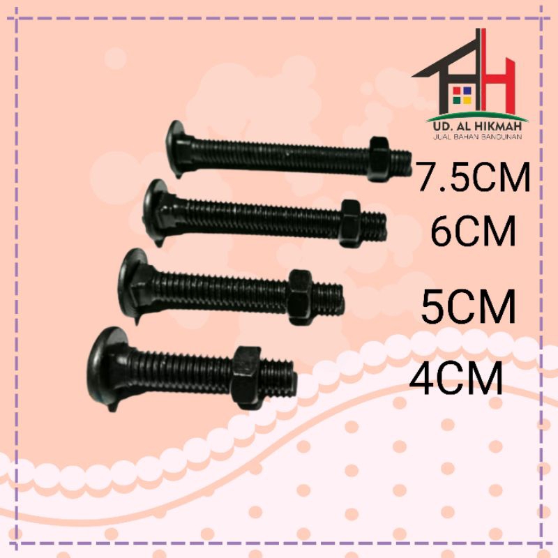 Contents 5 SET CB M6 Nut Bolts - CARRIER BOLT 1/4 x 2 Inch (5 CM ...