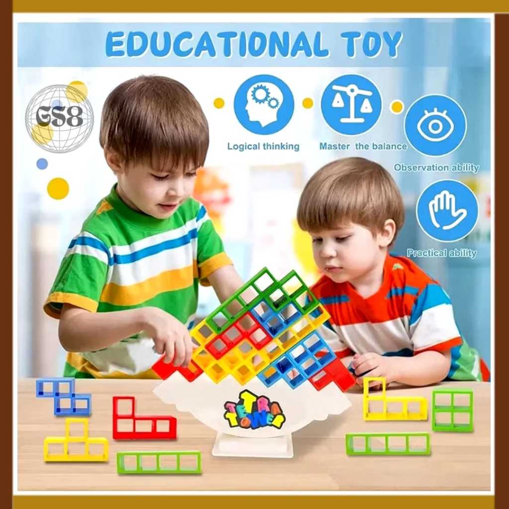 (GS8) Tetris Tower Block Toy / Susun Block Balance Game | Shopee ...