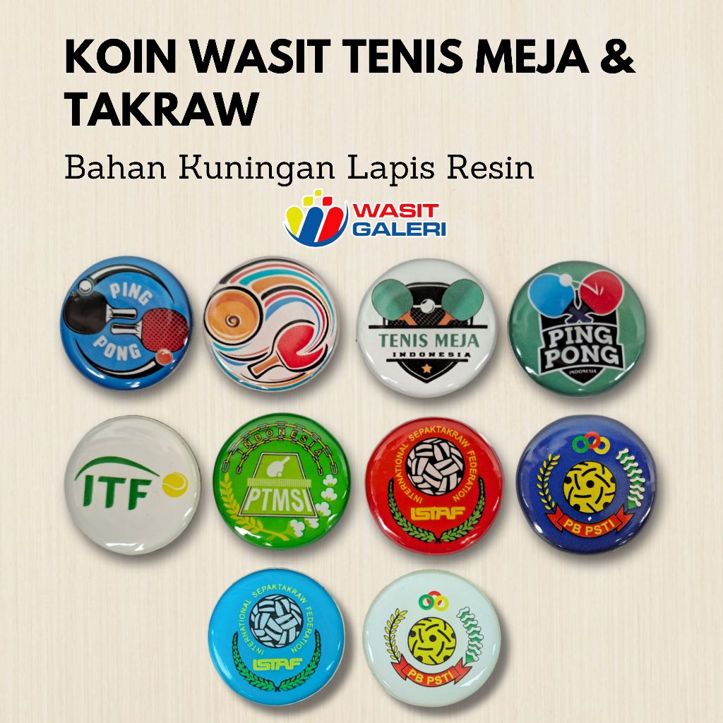 TABLE TENNIS TOS COIN / PTMSI / ITTF / FOOTBALL TAKRAW / PSTI (RESIN ...