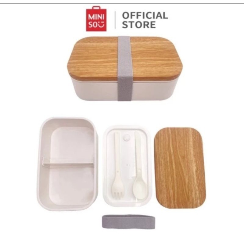 Miniso WOOD GRAND DESIGN BENTO BOX / PLACE / LUNCH BOX SIZE 900 ML ...