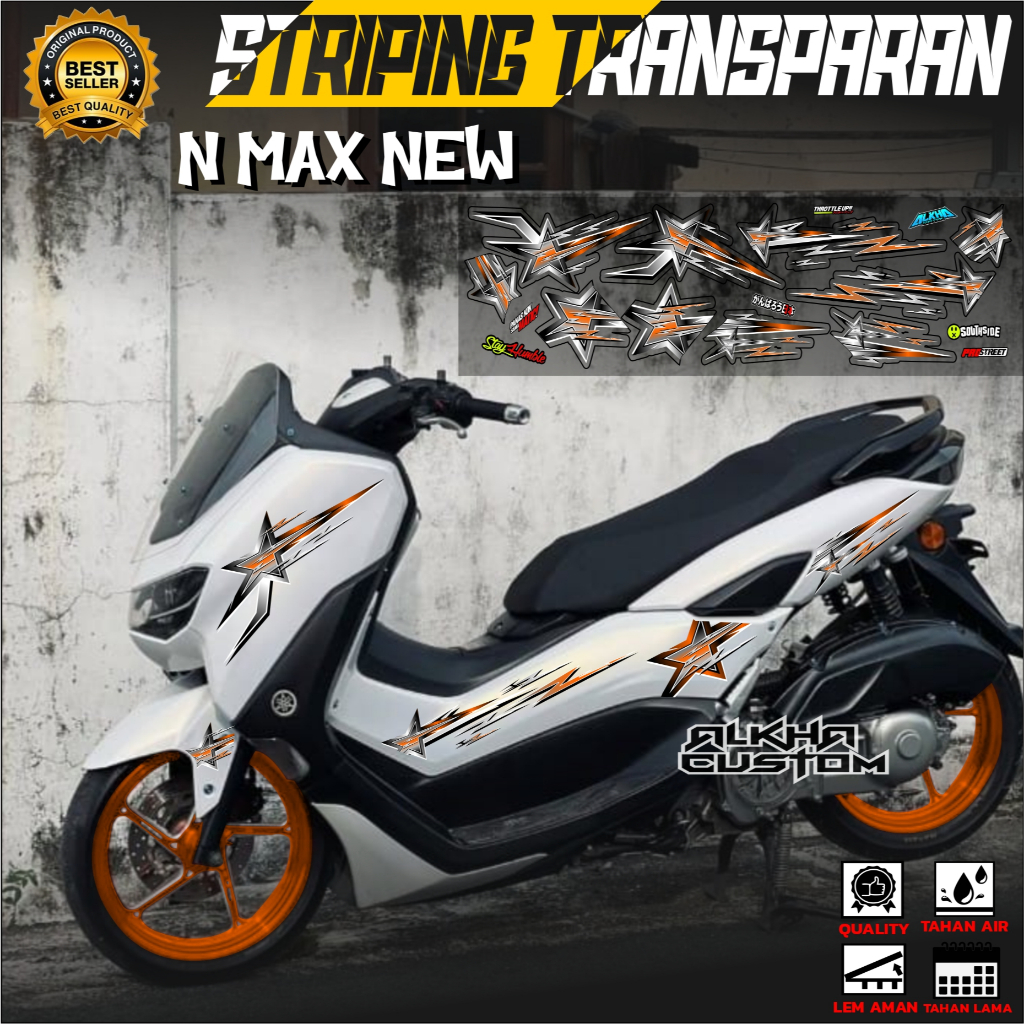 Yamaha NMAX NEW 155 Transparent Striping NMAX Variation Sticker FIRE ...