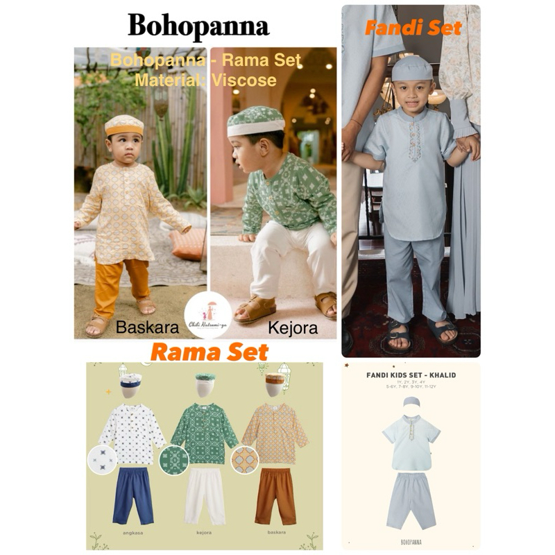 Bohopanna - Raya Collection Rama & Fandi Children's Koko Shirt Set + Peci (1-14 years) | Shopee ...
