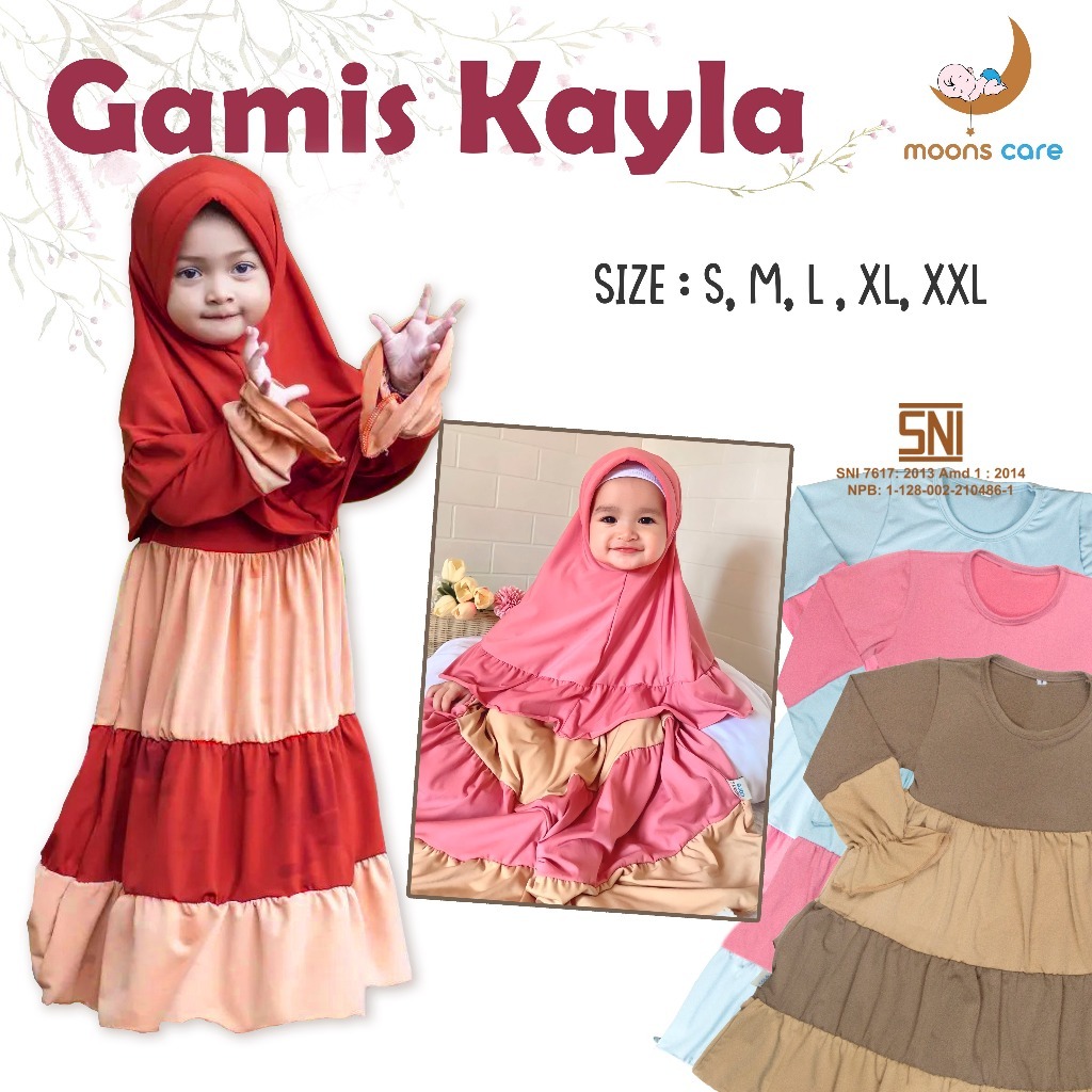 Moons care SNI Lace Gamis kayla Plain Children | Muslim gamis Clothing ...