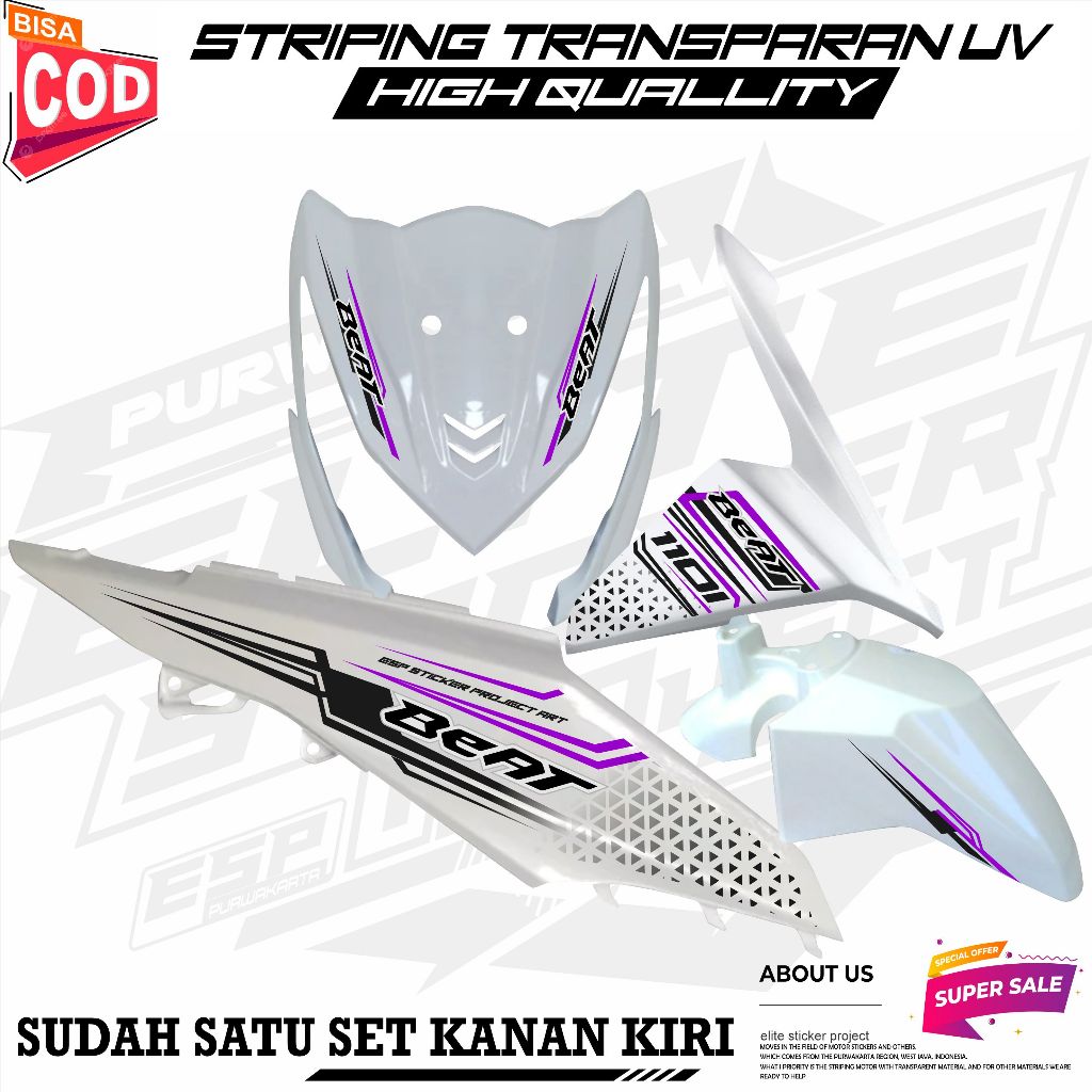 TRANSPARENT STRIPING VARIATIONS 50 HONDA BEAT FI 2012 2015 COOL SIMPLE ...