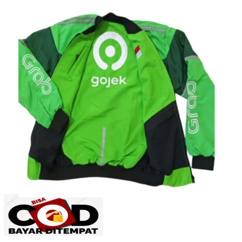 Gojek × Greeb Reversible Bomber Jacket Full Embroidery Logo | Shopee ...