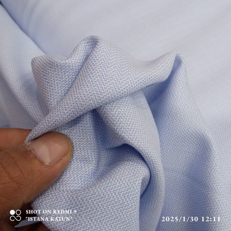 KATUN Premium garment lux dobby cotton fabric, s light blue zigzag ...
