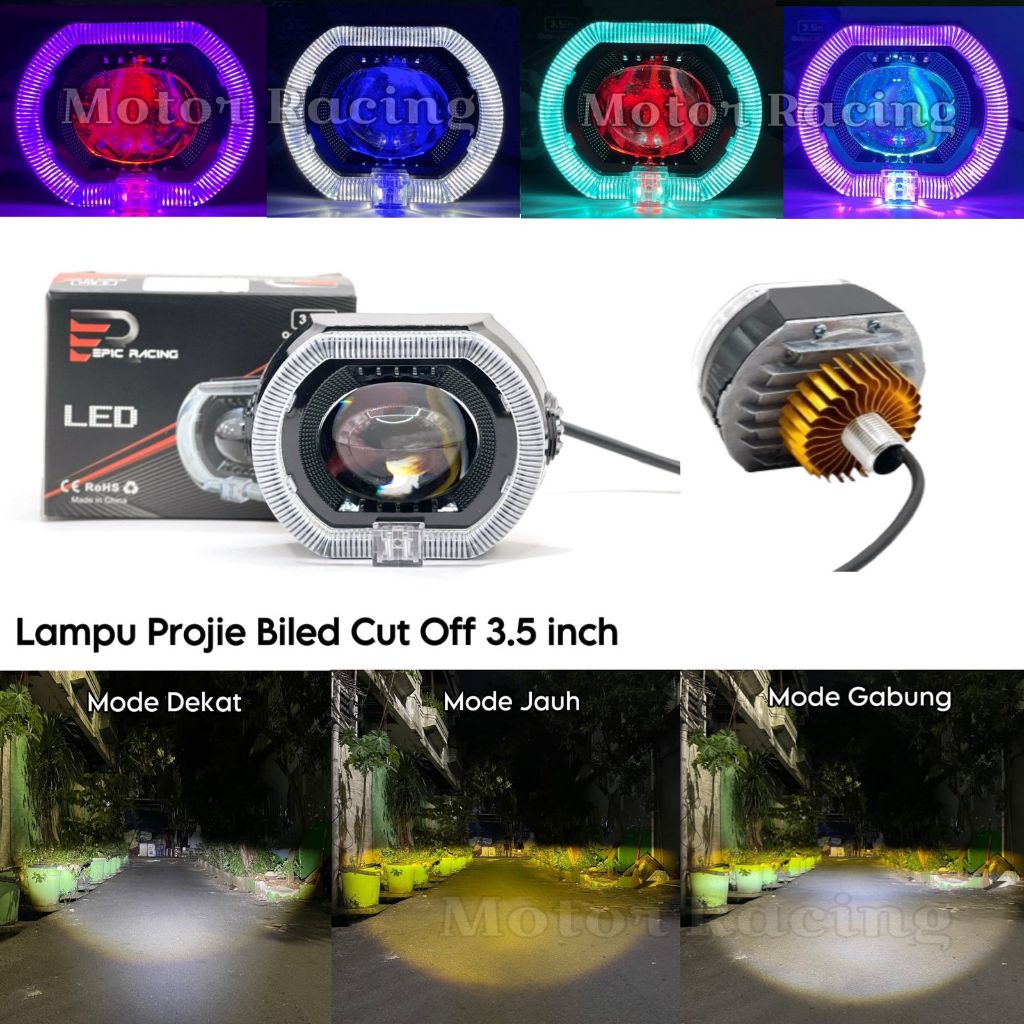 Biled Style Projie Lamp 3,5 Inch D2 D3 LED Plus Ring Shroud Devil Far ...