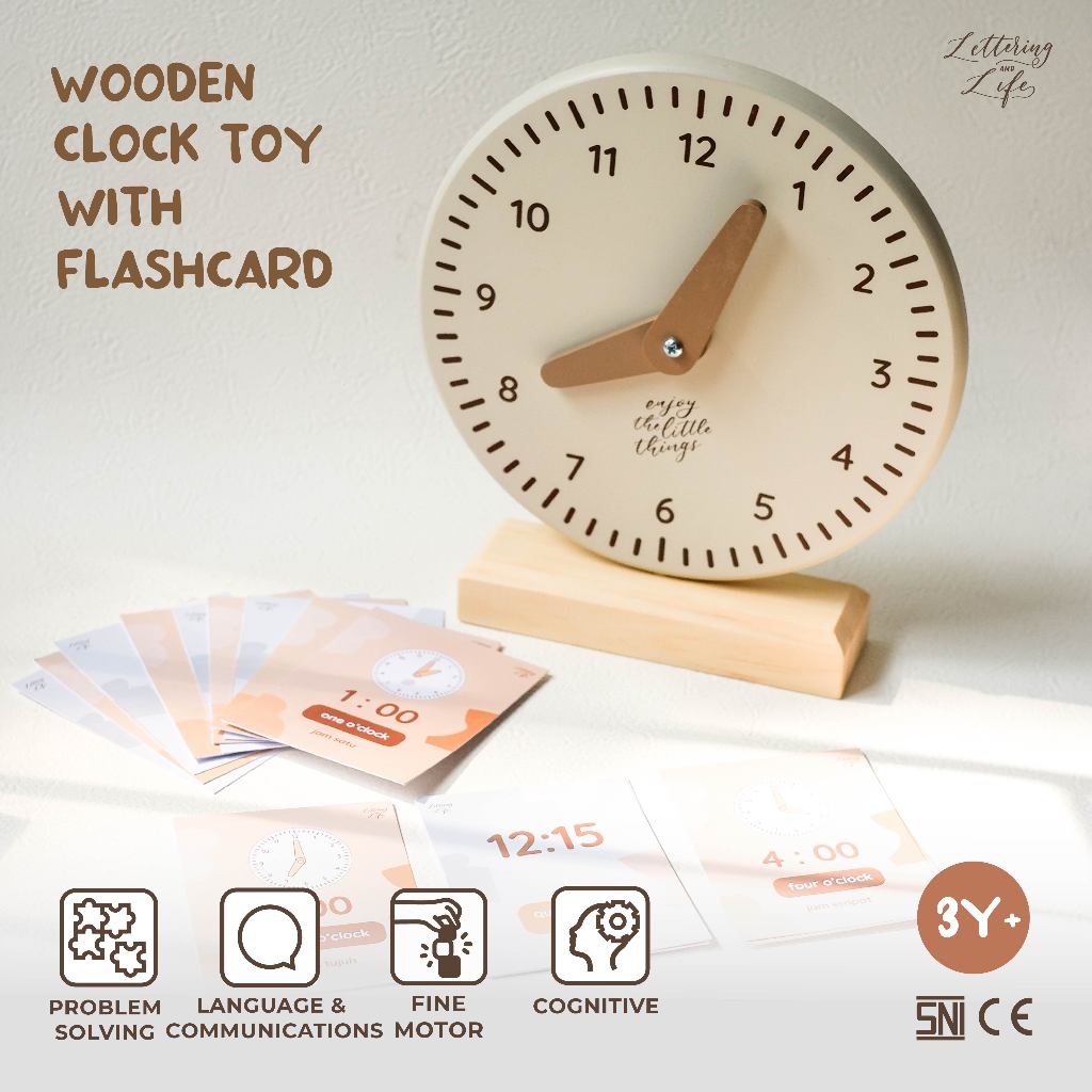 Lettering and Life Wooden Clock Toy with Flashcards - Educational ...