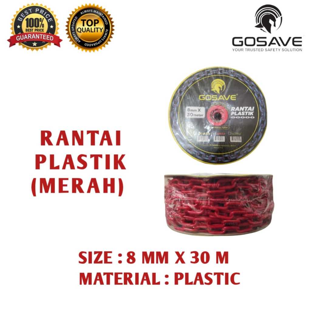 MERAH Plastic Chain SAFETY Traffic Cone 8mm x 30m Plastic Chain 8mm x ...