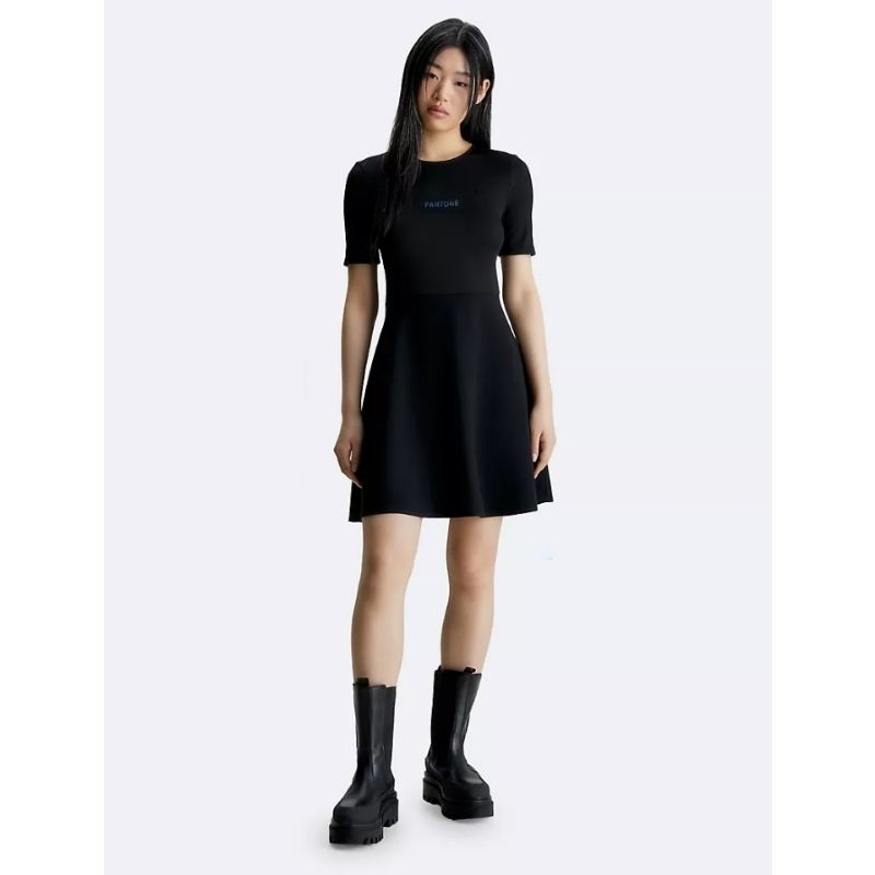 Pomelo+pantone sustainable rib cotton dress size S in black color ...