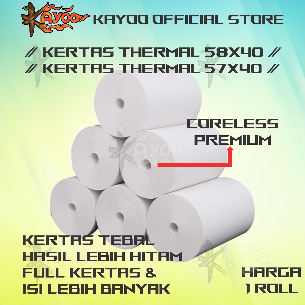 Thermal PAPER CASHIER STRUCK / PPOB PAPER ROLL 58X40 / 57X40 TERMAL POS ...