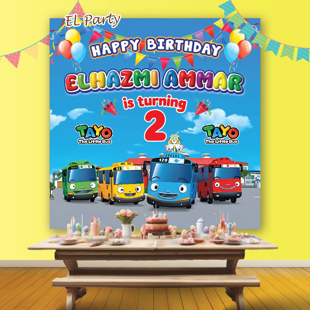 Tayo Bus Birthday Banner Birthday Banner Character Costume Background ...