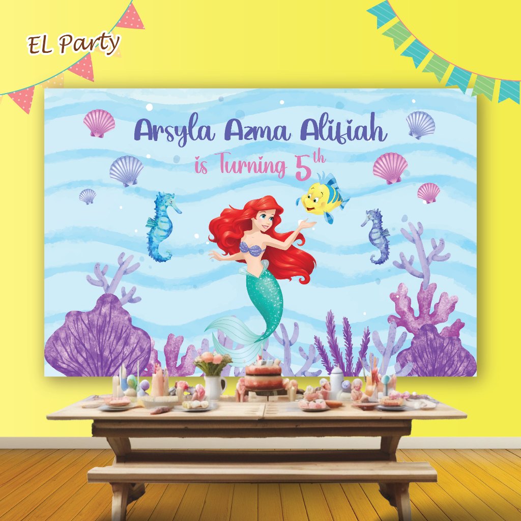 Ariel Birthday Banner Birthday Banner Character Costume Background ...