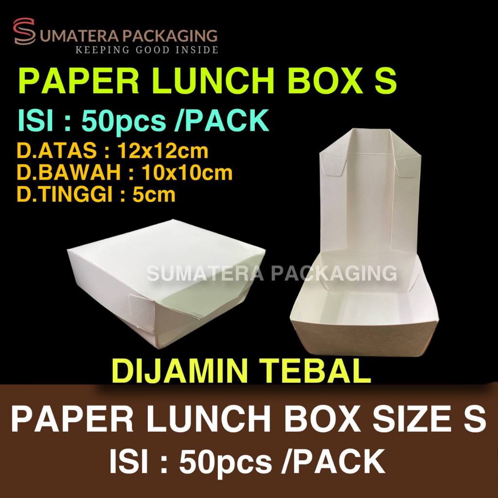 PUTIH Paper Lunch Box S White Contents 50pcs per pack Thick Paper Lunch ...