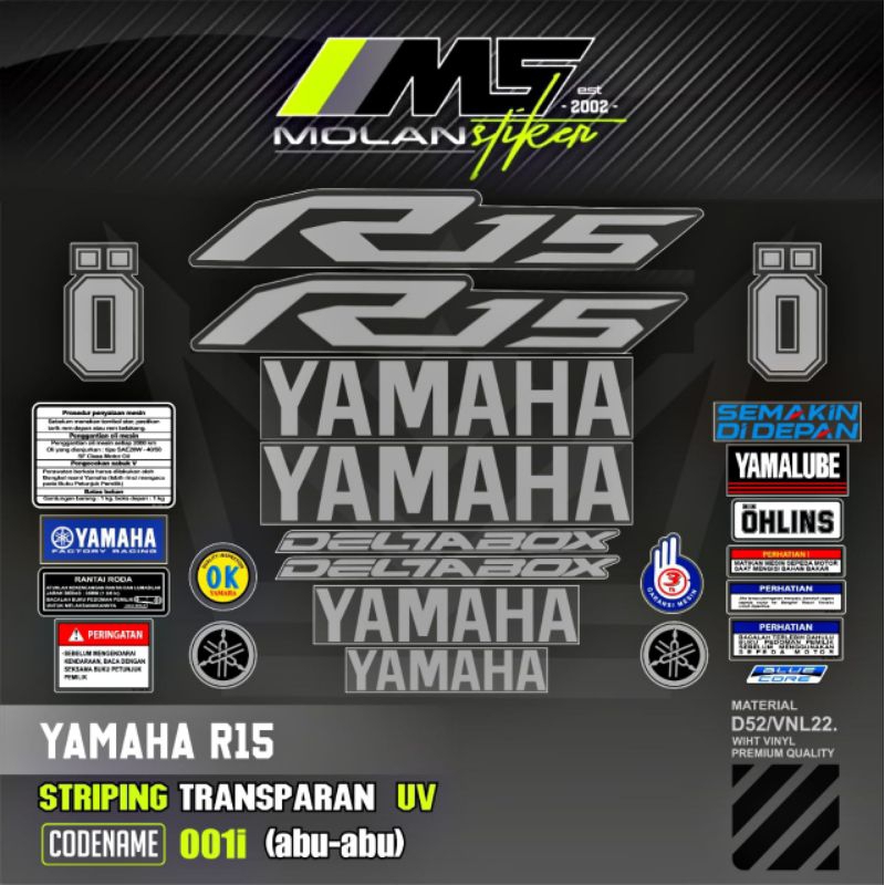 Transparent Uv Variation Striping Sticker R15 Old Yzf R15 V2 R15M R15 ...