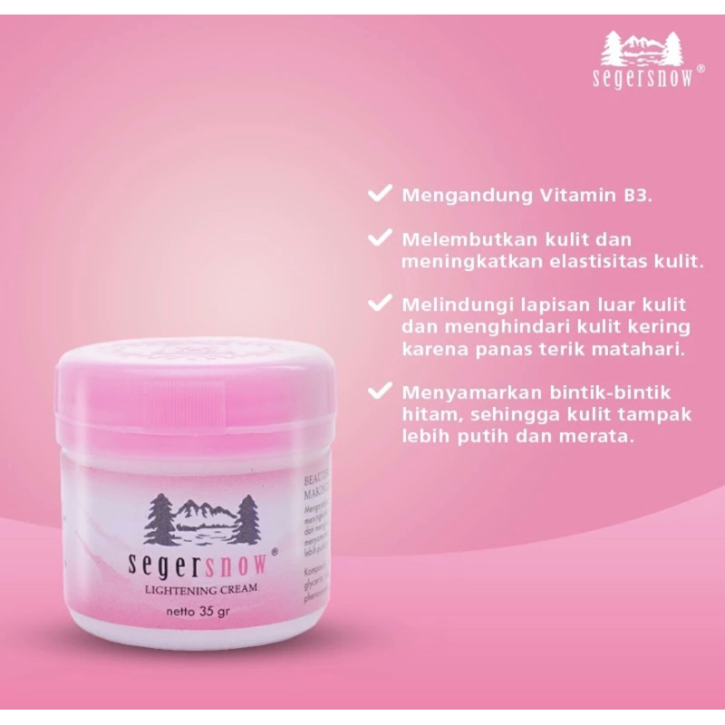 Seger Snow Lightening Cream Halal BPOM 35gr Facial Cream Soft and ...