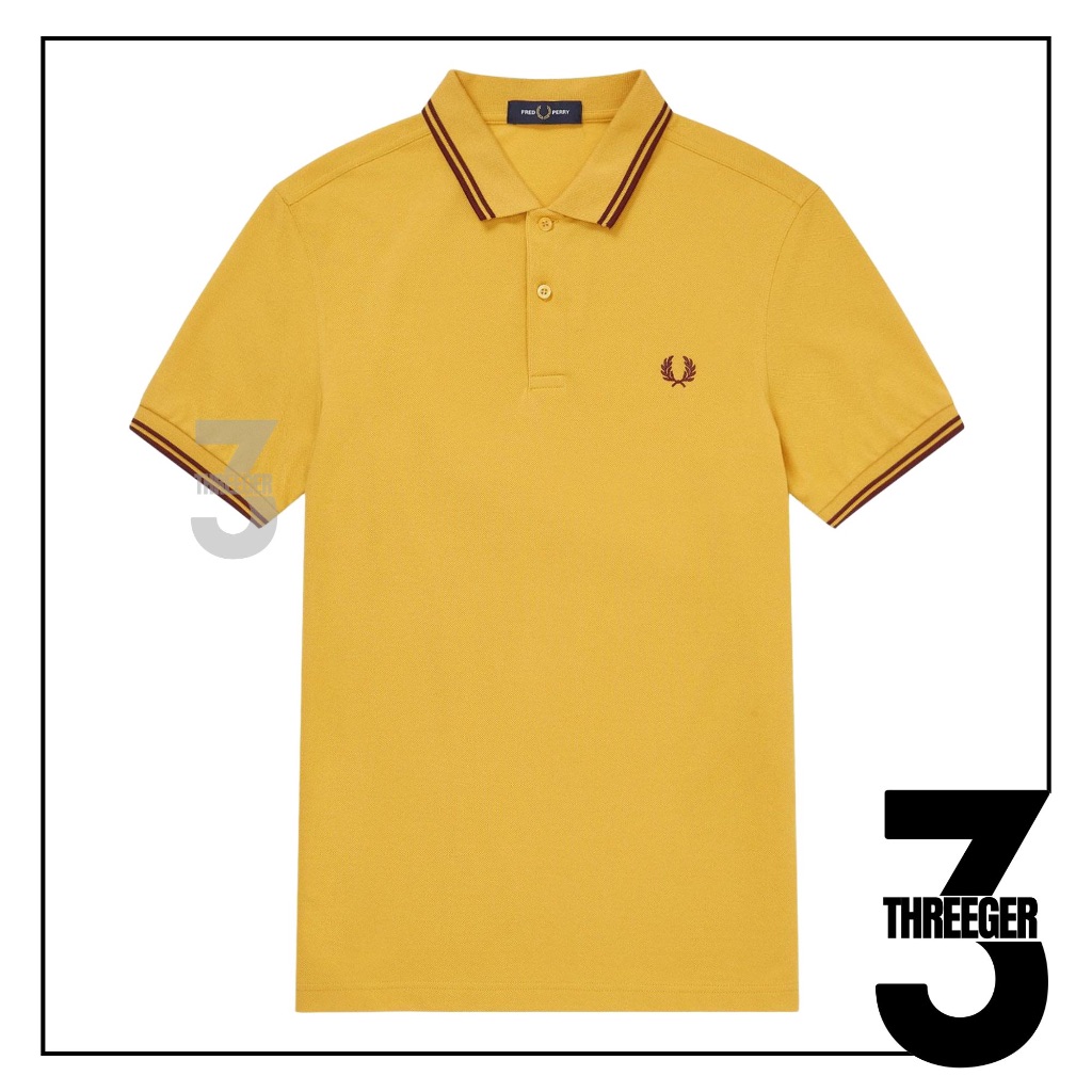Fred Perry Mahogany Twin Tipped Polo Yellow Gold Original | Shopee ...