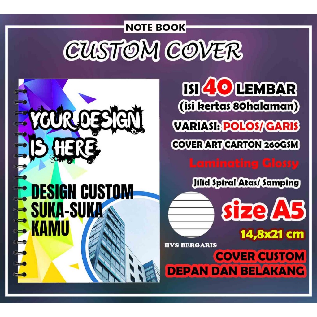 MINIMAL Custom A5Notes Plain A5 HVS Spiral Notebook/ - Front Cover ...