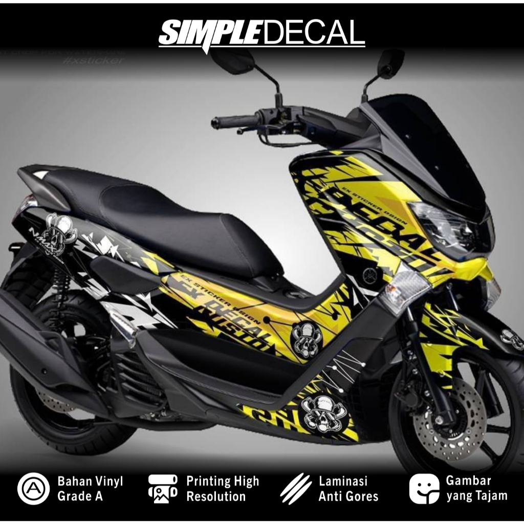 New full body old nmax sticker decal, simple yellow graphic motif, old ...