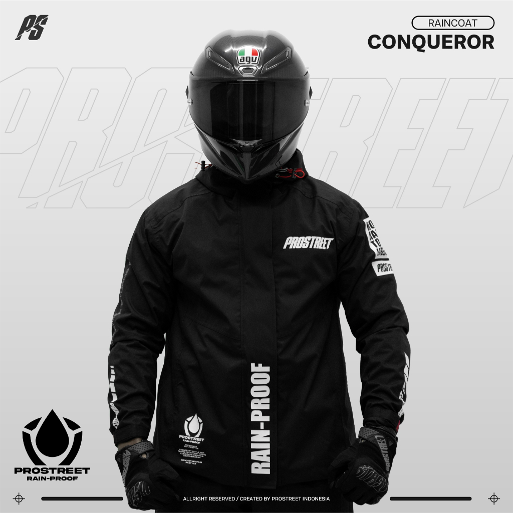 Prostreet Raincoat Conquer Black | Shopee Philippines
