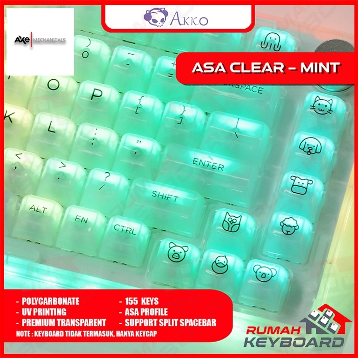 Akko - ASA Clear Transparent - ASA Profile - Pc - 155 Key - Keycap ...
