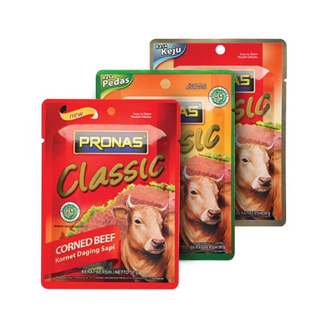 Beef corned pronas 50g - beef corned corned beef sachet pronas - pronas ...