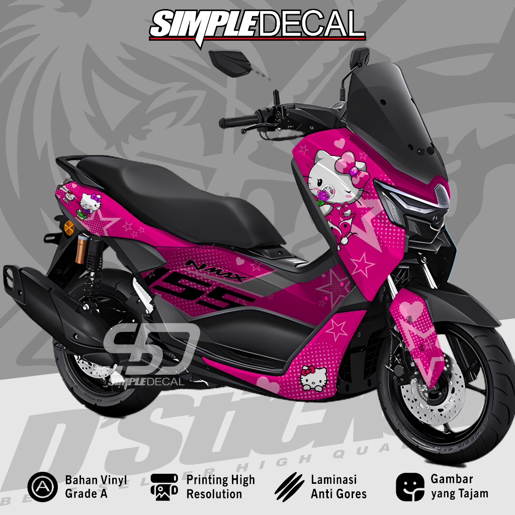 Nmax turbo fullbody new sticker decal, custom hello kitty decal ...