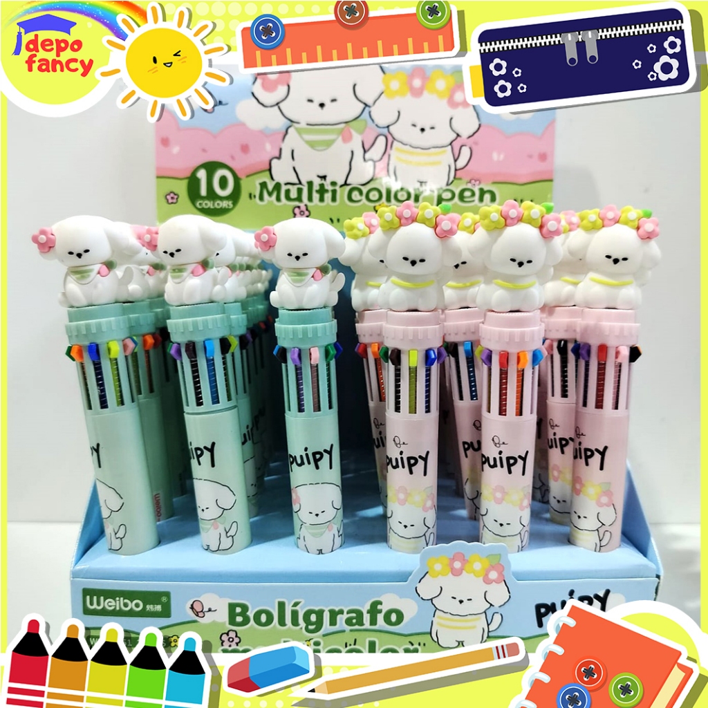 10 Color Ballpoint Pen WB-55551 Puipy / Balpen / Bulpoint / Pen / Pen ...
